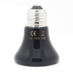 iRuiZhe Mini Reptile Heat Lamp Bulb 2 Pack, 50W 60MM Pet No Light Infrared Ceramic Heat Emitter for Brooder Coop, Lizard, Lambs, Snake, Black
