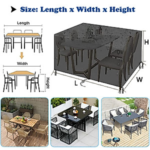 Outdoor Furniture Cover Waterproof, 420D Rectangular Patio Furniture Cover, Patio Cover, Waterproof, Windproof&Anti-UV with 4 Windproof Buckles-67x35x39inch(170x90x100cm)