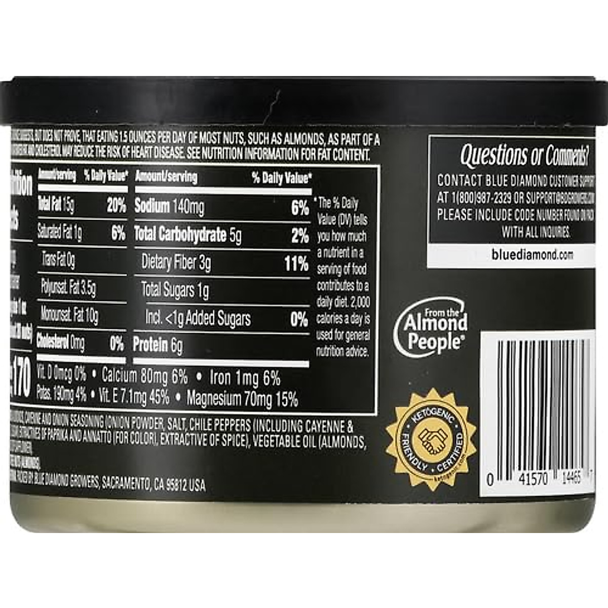 Blue Diamond Almonds XTREMES Cayenne Pepper Flavored Snack Nuts, 6 Oz Resealable Cans (Pack of 1)