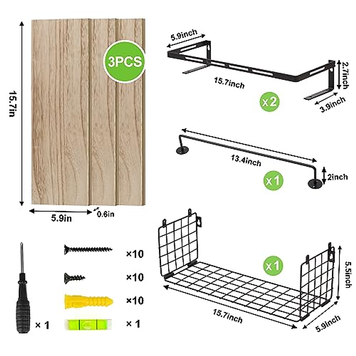 Fixwal 3+1 Tier Wall Mounted Floating Shelves with Metal Frame, Rustic Wood Bathroom Shelves Over Toilet with Wire Storage Basket and Towel Bar for Bathroom, Kitchen, Bedroom (Rustic Brown)- New
