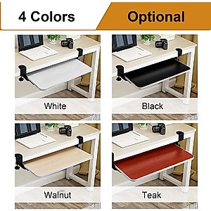 Keyboard Tray Stores Under Desk 4 Colours Wooden Keyboard Tray Storge Shelves Under Desk Sliding, Push-Pull Keyboard Shelf/Keyboard Mouse Support, Height Adjustable Keyboard Drawer Stand