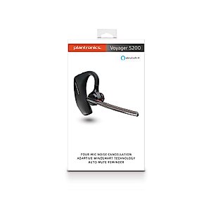 Poly Voyager 5200 Wireless Headset (Plantronics) - Single-Ear Bluetooth Headset w/Noise-Canceling Mic - Ergonomic Design - Voice Controls - Lightweight - Connect to Mobile/Tablet via Bluetooth
