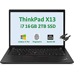 Lenovo ThinkPad X13 Gen 2 13.3" WUXGA (Intel 4-core i7-1165G7, 16GB RAM, 2TB PCIe SSD) IPS Business Laptop, Backlit Keyboard, Thunderbolt 4, Fingerprint, WiFi 6E, IST Cable, Webcam, Win 11 Pro