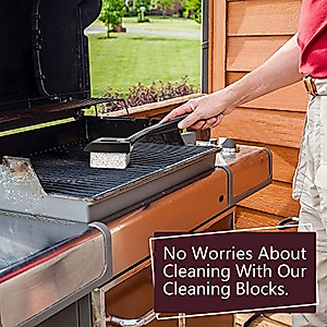 RadStar BBQ Grill Cleaning Blocks - 4 pcs with Handle. Great Grill Brush and Scraper for Grill Cleaning Made from Pumice Stone and is Bristle Free. Clean Grill Griddle and cast Iron