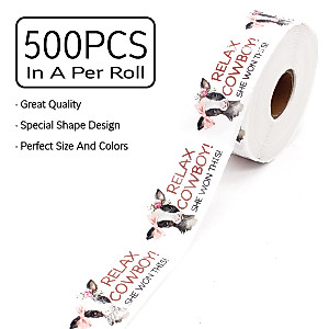 Wailozco Relax Cowboy She Won This Stickers,Thank You Stickers,Handmade Stickers,Small Shop Stickers,Envelopes Stickers for Small Business, Online Retailers,Handmade Goods,500 Labels Per Roll