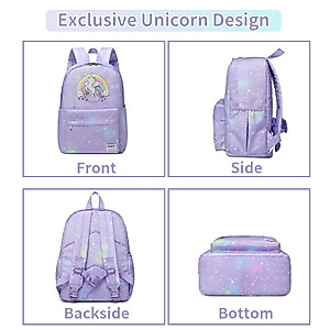 Cusangel Kids Backpack, Durable Cute Multi Compartment Toddler Preschool Elenemtary Backpack for Boys and Girls(Purple)