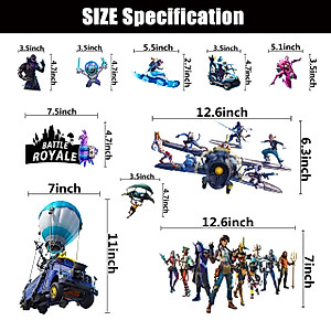Battle Royale Video Game Themed Bedroom Wall Stickers 10Pcs/Sheet for Teen Boys Room Decoration,Where We Droppin Boys Bedroom Wall Decals,Wall Decor for Kids,Waterproof Game Stickers for Laptop