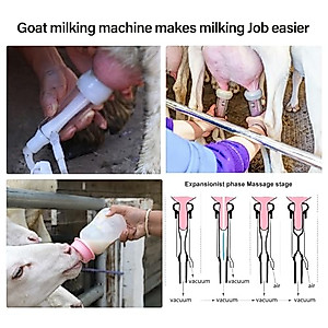 NAOEDEAH Electric Goat Milking Machine for Goat Milker 15L Pulsating Automatic Portable Goats Milking Machine Electric Plug-in Adjustable Powerful Pulsation Vacuum Milker Machine (15L for Goat)