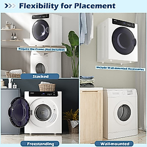 COSTWAY Compact Portable Dryer, Stainless Steel Clothes Dryer with Touch Panel, 2 Modes, 3 Heating Powers and Adjustable Exhaust Vent, 8.8 LBS Front Load Tumble Laundry Dryer for Apartment, Dorm and Home, 1400W, White