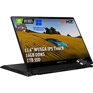 ASUS ROG Flow X13 Gaming 2-in-1 Laptop | 13.4" WUXGA 120Hz 500nits IPS Touchscreen | AMD 8-Core Ryzen 9 6900HS | 16GB DDR5 1TB SSD | GeForce RTX 3050 Ti 4GB | Backlit Win11 Pro + HDMI Cable