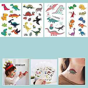 250pcs Temporary Tattoos for Kids Birthday Party - Featured 4 Series of Cute Waterproof Tattoos for Boys Girls, Dinosaurs,Spaceships,Fish,unicorn