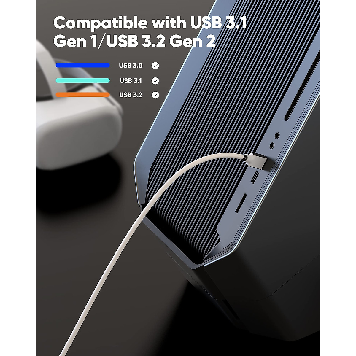 Snowkids 16Ft Link Cable [for Oculus Quest 2/Pico 4] VR Accessories PC Steam, High Speed Data Transfer Cord, USB 3.0 to USB C Cable for VR Headset Gaming