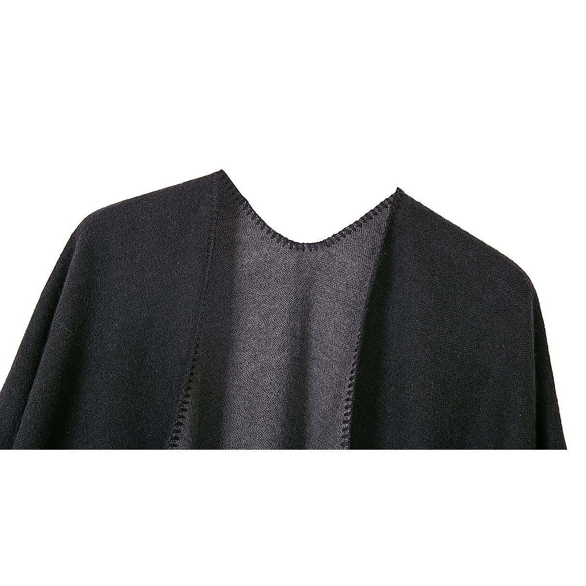 Urban CoCo Women's Color Block Shawl Wrap Open Front Poncho Cape (Series 7-Black)