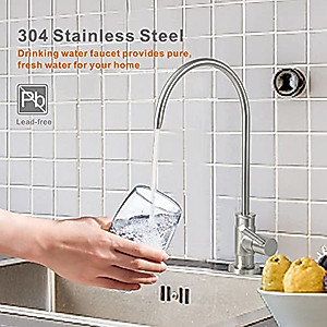 Drinking Water Faucet Brushed Nickel,Wellup Reverse Osmosis Faucet for Non Air Gap RO Water Filtration System, Lead-Free Stainless Steel Kitchen Water Filter RO Faucet for Kitchen Bar Sink…