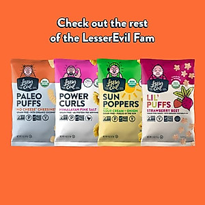 LesserEvil No Cheese Cheesiness Organic Popcorn, Premium Quality, Minimally Processed, No Vegetable Oil, 4.6 Oz, Pack of 3.
