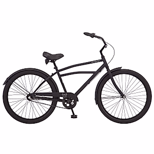 Schwinn Huron Beach Cruiser Bike for Adult, 3-Speed, Coaster Brake, 26-Inch Wheels, 17-Inch Step-Over Steel Frame, Full Front & Rear Fenders, Classic Handlebar, Black