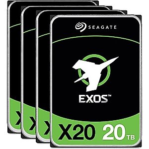 Seagate Exos X20 20TB SATA 6Gb/s 7200RPM 3.5" Enterprise 4-Pack HDD - ST20000NM007D (Renewed)