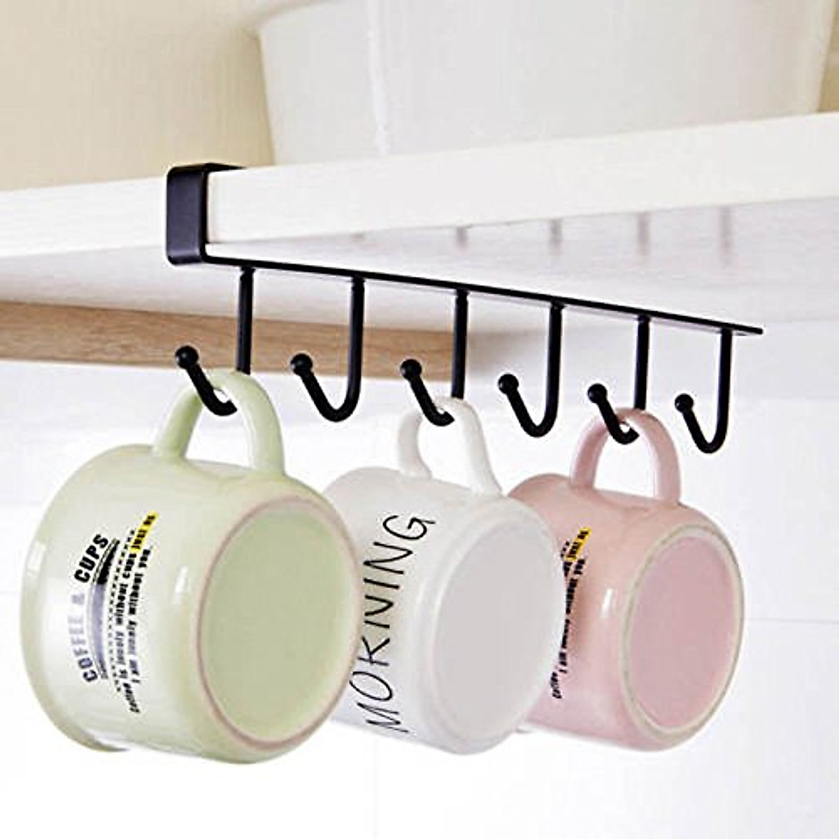 NPLE--Kitchen Storage Shelf Cupboard Hanging Hook Shelf Dish Hanger Organizer Holders (Black)