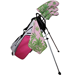 Pink Marijuana Leaf Driver 460cc Club Headcover Handmade by BeeJos