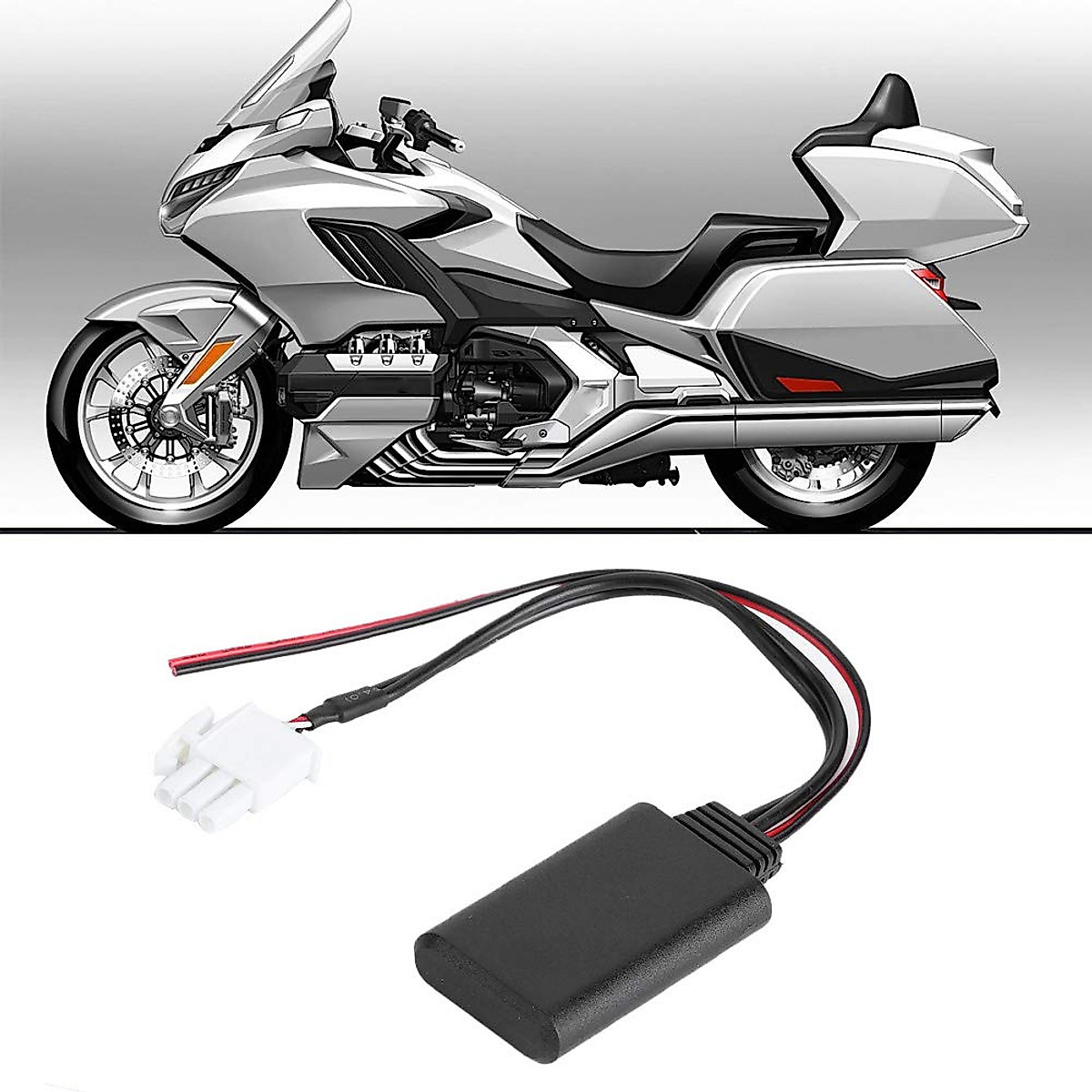 Qiilu 3-Pin AUX Bluetooth Adapter for Honda GL1800 Goldwing Car Bluetooth Wireless Audio Cable Adapter Stereo Music