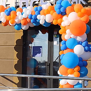 Orange and Blue Balloons, 50pcs 12 Inch Orange Blue Balloons Retro Blue Balloons Confetti Blue Orange With Ribbons for Birthday Baby Shower Graduation Engagement Party Decorations