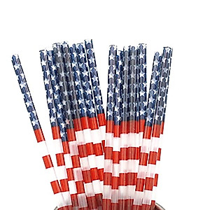 Lithos Outfitters, Old Glory Straws 20-Pack Red White Blue American Flag Reusable BPA-Free Plastic Drinking Straws