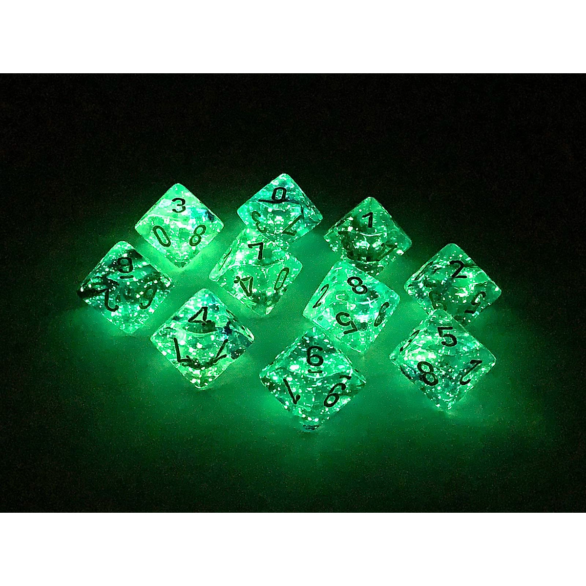 Chessex d10 Dice Set: Nebula Luminary - Oceanic w/Gold (10)