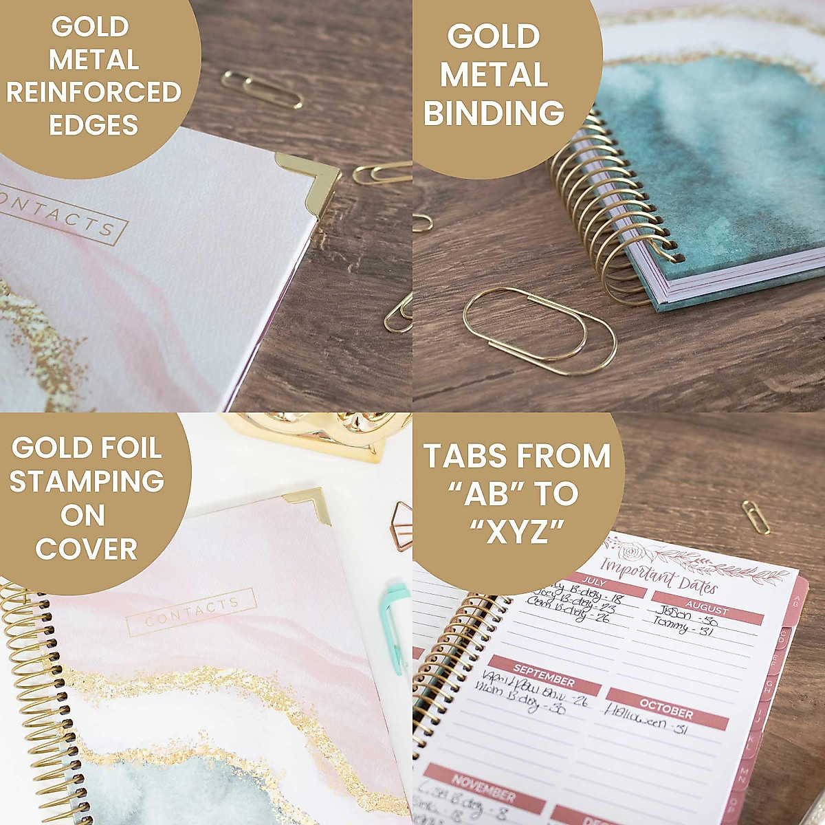 bloom daily planners Hardcover Contacts Address Password Book - Alphabetical Organizer with Tabs - 6” x 8.25" - Daydream Believer