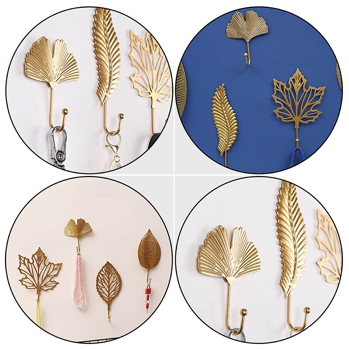 Hemoton Heavy Duty Garment Rack 2Pcs Iron Ginkgo Leaf Hooks Nordic Style Hooks Wall Mounted Hook Wall Hanger for Cloakroom Hallways Living Room ? Gold ? Backpack Hanger