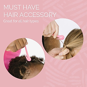 THE PONY PICK Hair Elastic Rubber Bands Cutter Tool – Easy To Use, Pain Free, No Hair Damage – Ponytail Cutter Tool for Kids & Toddlers (3 Packs of Pony Pick & 50 Clear Hair Elastics)