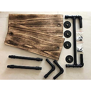 FUQI Industrial Pipe Bathroom Shelves Decor Wall Mounted 2 Tiered, Rustic Wood Wall Shelf with Towel Bar, Black Matte Towel Rack, Pipe Floating Shelves Shelving Towel Holder