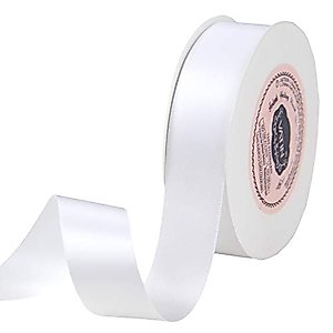 VATIN 1 inch Double Faced Polyester Satin Ribbon White - 25 Yard Spool, Perfect for Wedding, Wreath, Baby Shower,Packing and Other Projects.
