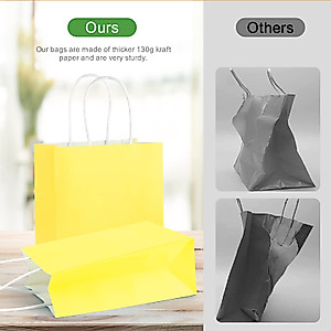 25pcs Paper Bags with Handles. Small Gift Bags Party Favor Bags Goodie Bags Shopping Bags. Yellow Gift Bags with Handles Bulk for Birthday Wedding Retail Business Festivals Arts DIY Crafts 5.9x3.1x8.3