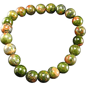 YONKU Unakite Jasper Genuine Bracelet ~ 7 Inches ~ YO-BRACE-7453