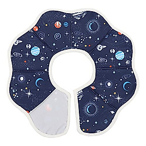 QIYADIN Soft Cat Recovery Cone, Durable Dog Collar After Surgery, Waterproof Pet Elizabethan Collar Protective Wound Healing for Cats and Puppies (Medium/Planet Pattern)