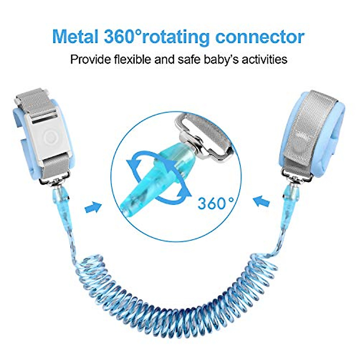 Anti Lost Wrist Link with Magnetic Induction Lock 2 Pack (4.92ft Pink+8.2ft Blue) Toddler Wrist Leash for Kids Child Safety Harness with Reflective Strip (Magnetic Unlock Design)