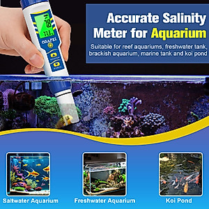 ORAPXI Pool Salt Tester Salinity Meter 6 in 1- Salt Ph ORP TDS EC Temp Meter pH Meter for Pool Salt pH ORP Tester pH and EC Tester for Hydroponics, Saltwater Pool, Hot Tubs, Aquarium