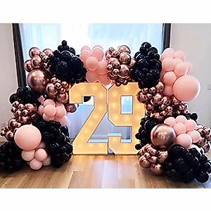 Pink Black Balloon Garland Metallic Rose Gold Balloon Different Size Black Latex Pastel Pink Arch Kit for Baby Shower Birthday Bridal Shower Wedding anniversary Anniversary Graduations Decoration