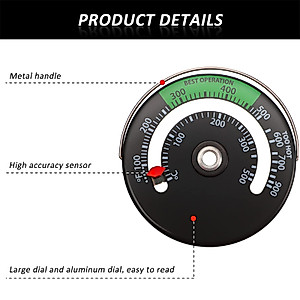 Magnetic Stove Thermometer Fire Stove Pipe Thermometer Gauge for Wood Log Chimney Pipe Oven Temperature Meter(1 Piece)