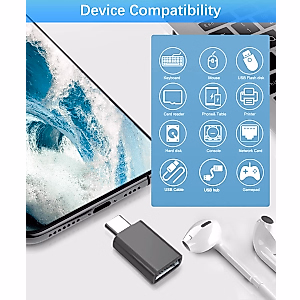 Basesailor USB to USB C Adapter with C Male to 3.0 Female Charger 4Pack,Thunderbolt 4 OTG Converter for MacBook,iPhone 16 16e 15 14 13 Plus Pro Max,Samsung Galaxy AI S25 S24 23 Ultra,iPad Air,AirPods