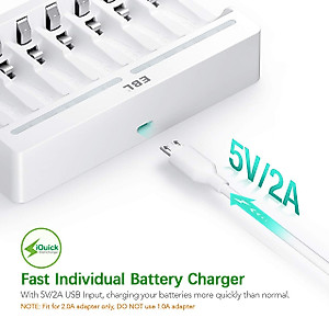 EBL Rechargeable AA Batteries 2800mAh 16 Pack and 8-Bay AA AAA Individual Rechargeable Battery Charger