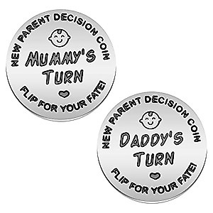 Decision Making Coin New Parents Gifts Pregnancy Gifts New Baby Gifts for Parent Mom Dad Decision Coin for Women Men Pregnancy for First Time Mummy Daddy to Be Christmas Birthday Gift (Silver)