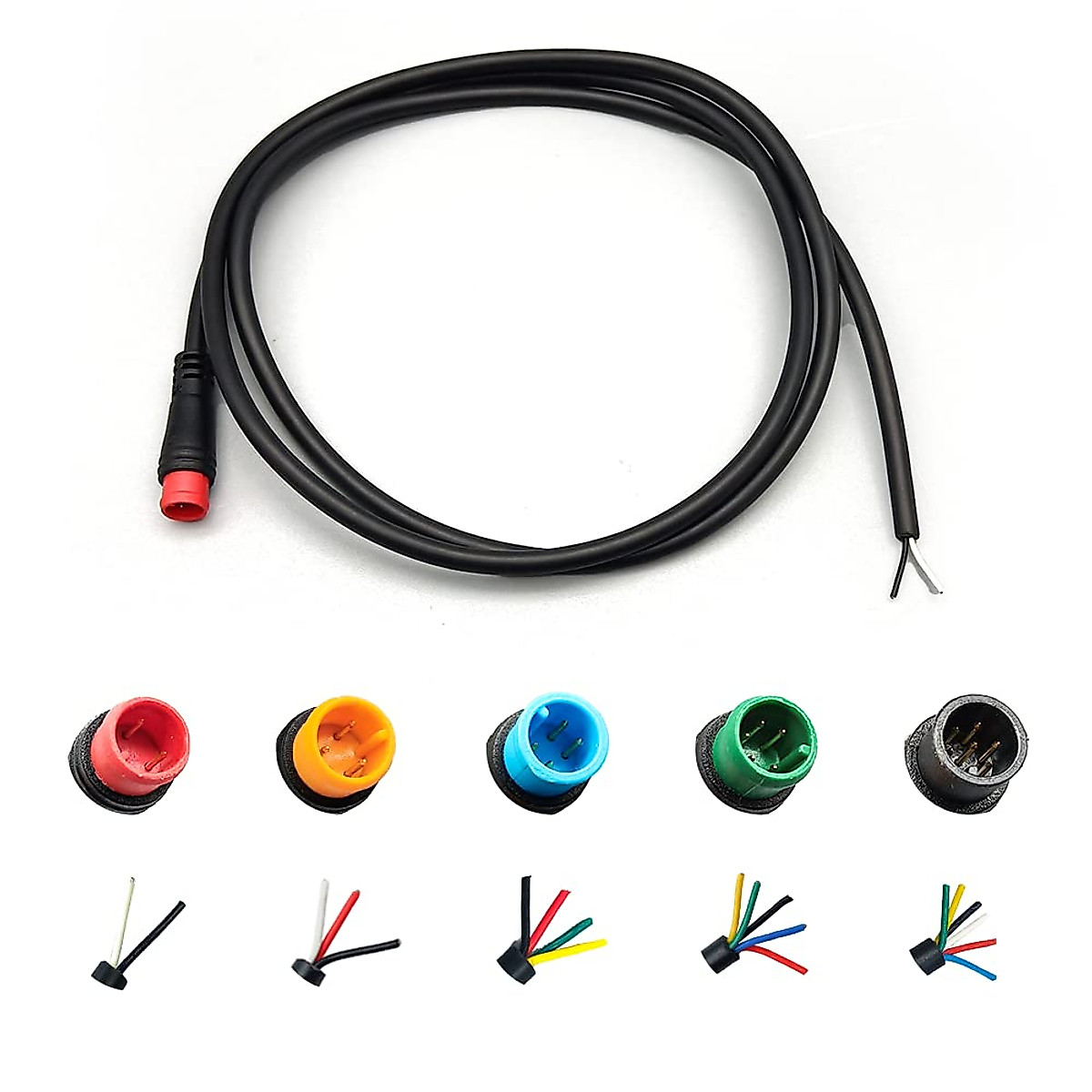HUDAMZKY Ebike Cable Extension Julet Female Male 2 3 4 5 6 pin Ebike Extension Connector Waterproof Plug for Electric Bicycle Display Throttle PAS Ebike Parts Extend Cable… (2pin Male)
