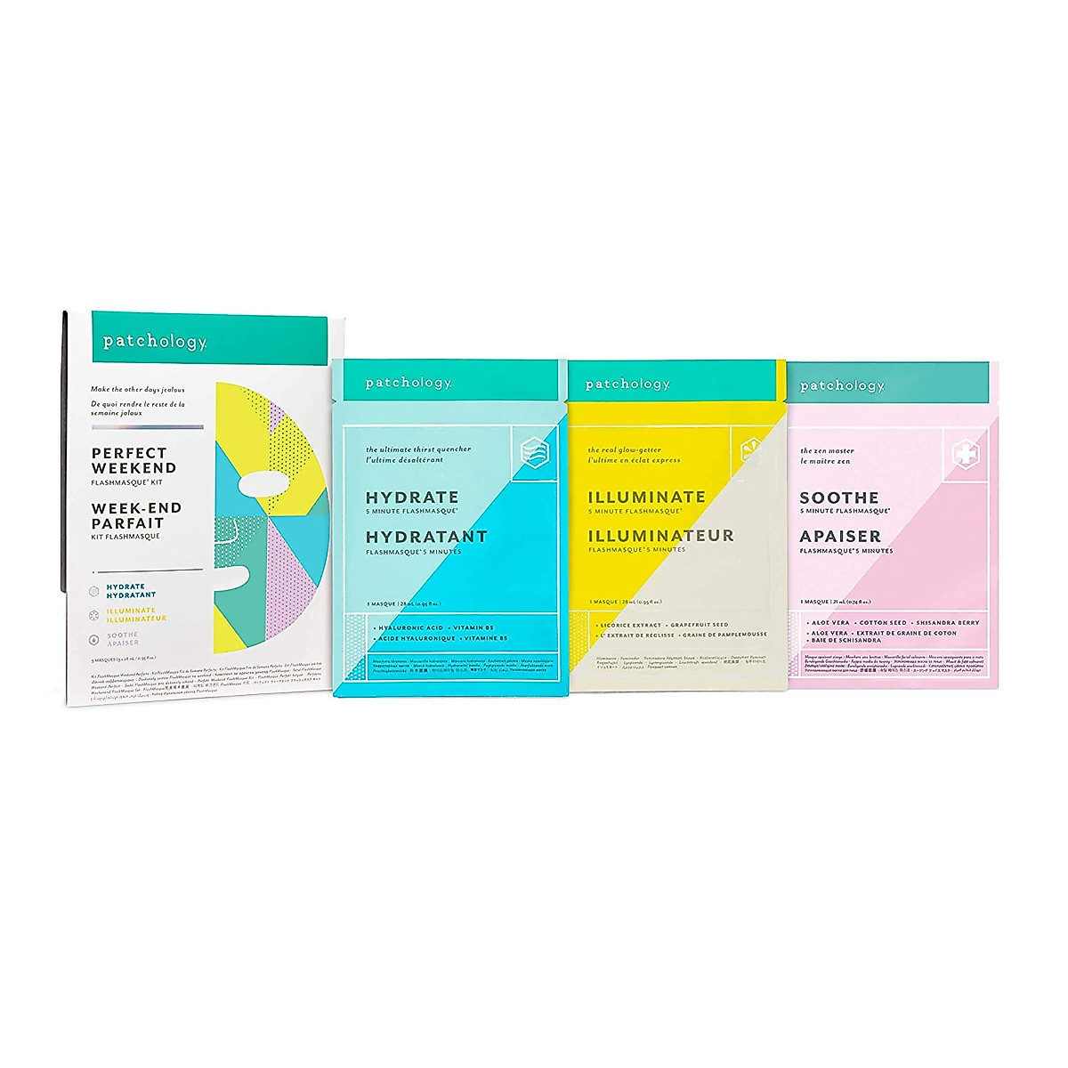 Patchology Perfect Weekend Facial Sheet Mask - Potent Hyaluronic Acid & Firming Formula - Intense Moisturizing & Hydration for Men & Women - Ultimate Skin Revitalizing Face Sheets, 3 count