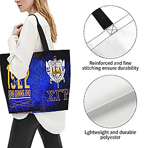 Kunsaww Sigma Gamma Rho Shoulder Bag Sorority Gifts Women'S Fashion Shoulder Tote Large Capacity Reusable Shopping Bag