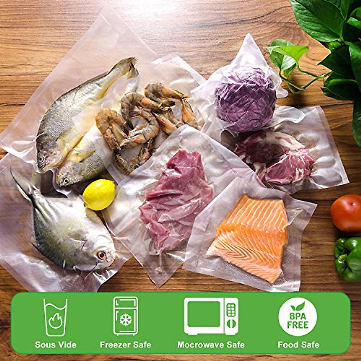Vacuum Sealer Bags 100 Quart 8 x 12 Inch + 100 Quart 6 x 10 Inch for Food Saver, Seal a Meal, Commercial Grade, BPA Free, Heavy Duty, Great for vac storage, Meal Prep or Sous Vide