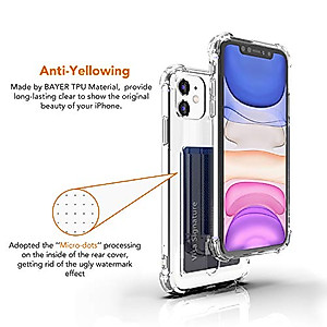 ANHONG Upgrade iPhone 11 Clear Case with Card Holder, Protective Soft TPU Shock-Absorbing Bumper Wallet Case for iPhone 11 6.1“