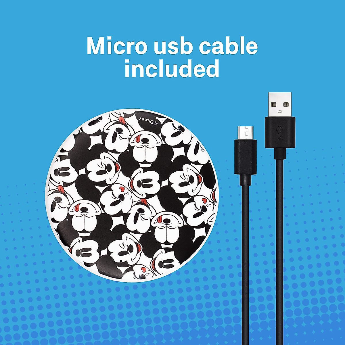 Disney Mickey Mouse Wireless Charging Pad- Wireless Charging Station Universally Compatible with All Qi Enabled Devices- Mickey Mouse Gifts for Adults and Fans of All Ages