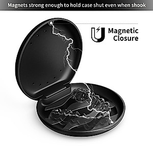 Annhua Denture Case Orthodontic Retainer Case with Vent Holes, Dental Mouthguard Container Aligner Case Slim with Magnetic Closure for Household|Travel|Office - Black