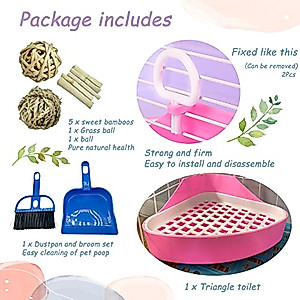 Rabbit Triangle Potty Trainer Corner Small Animal Toilet Litter Box Pet Bedding Pee Pan Tray Toilet for Hamster Chinchilla Guinea Pig Bunny Ferret(Pink)